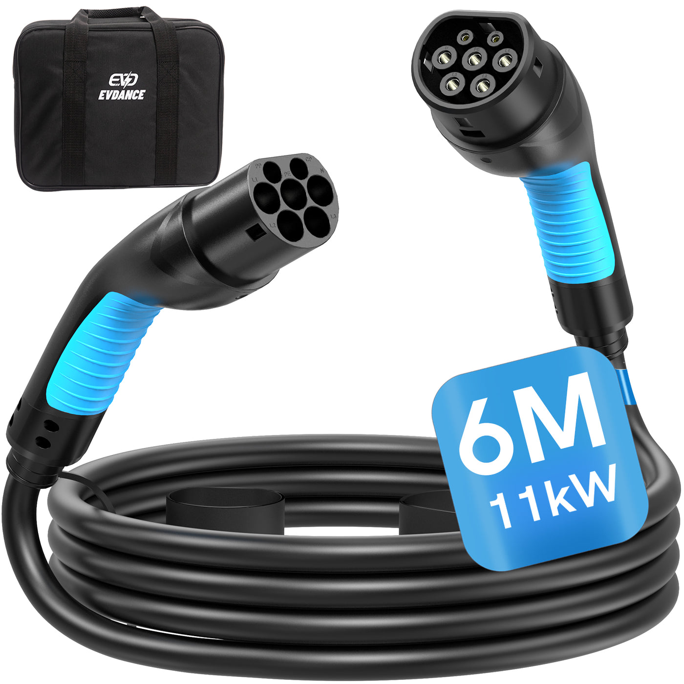 EVDANCE Type 2 to Type 2 Electric Vehicle (EV/PHEV) Charging Cable