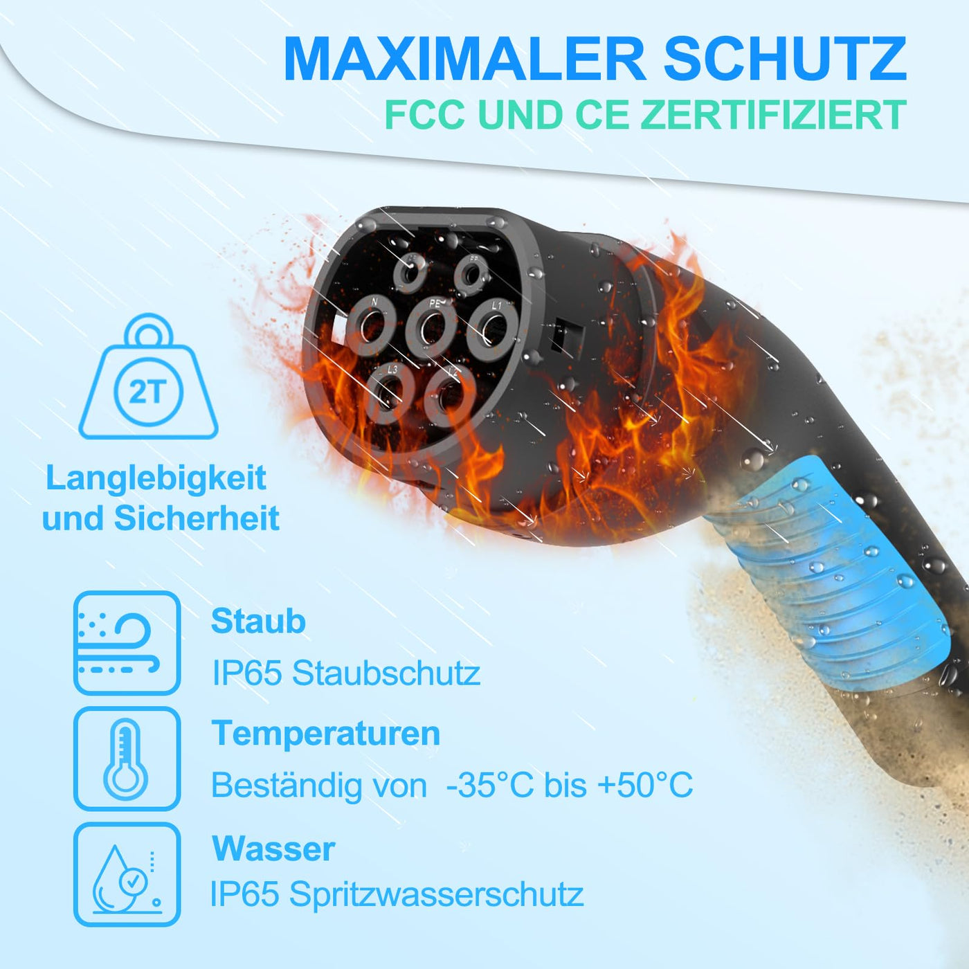 EVDANCE Type 2 to Type 2 Electric Vehicle (EV/PHEV) Charging Cable